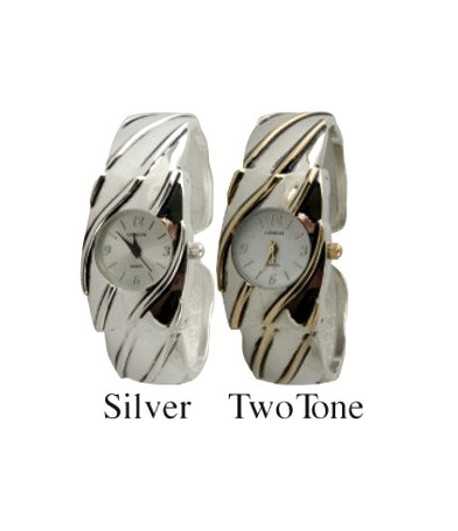 Ladies Designer Watches Metal Cuff Watch Color Silver
